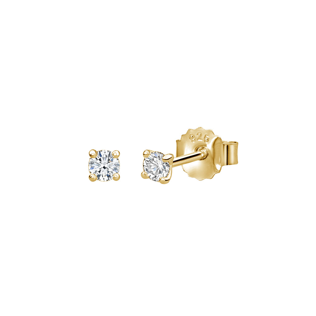 MURKANI White Topaz 3mm Studs GOLD